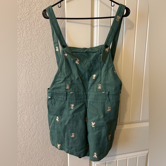 Cider | Pants & Jumpsuits | Green Bear Embroidered Overalls | Poshmark